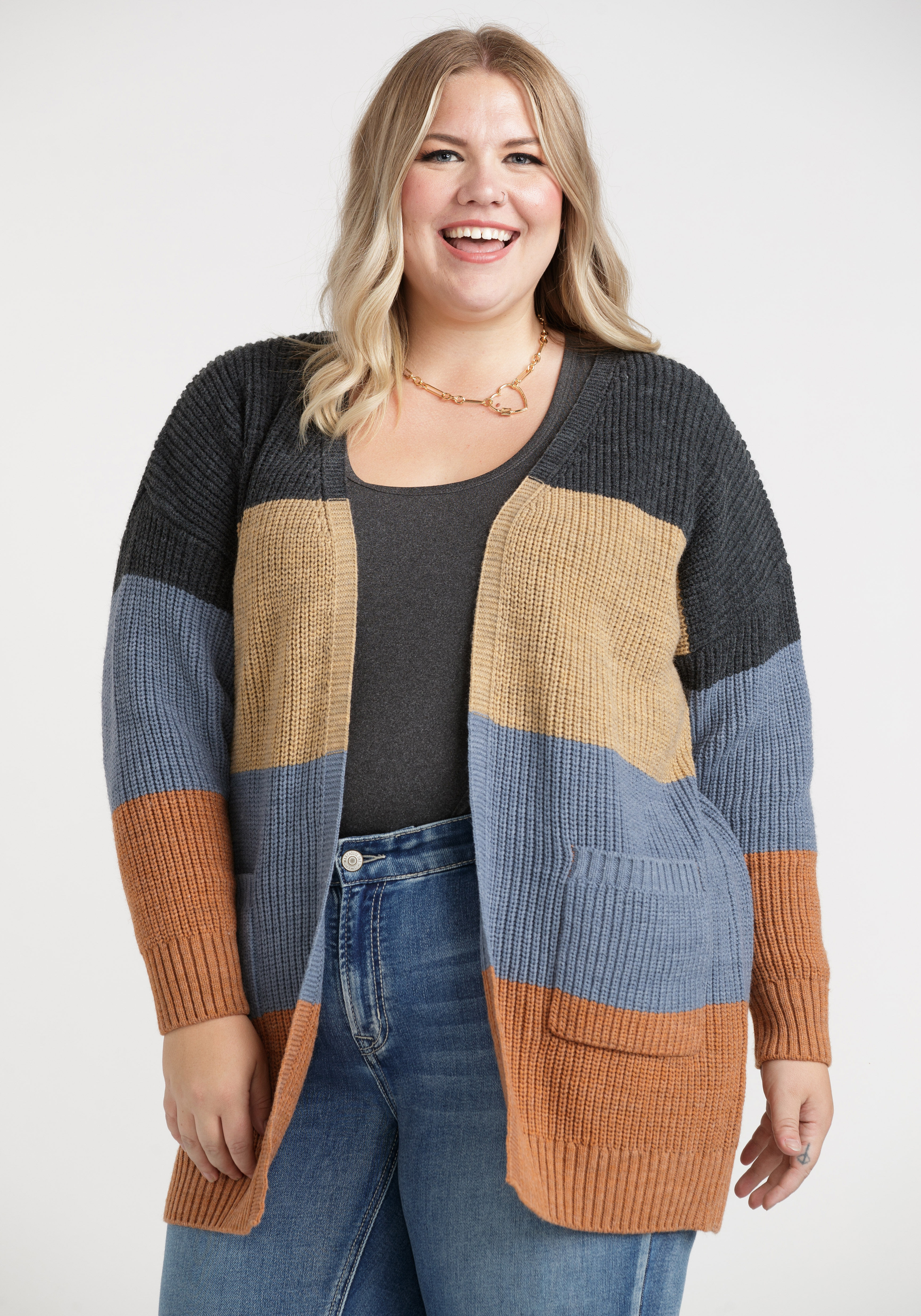 Women's Colour Block Cardigan Warehouse One