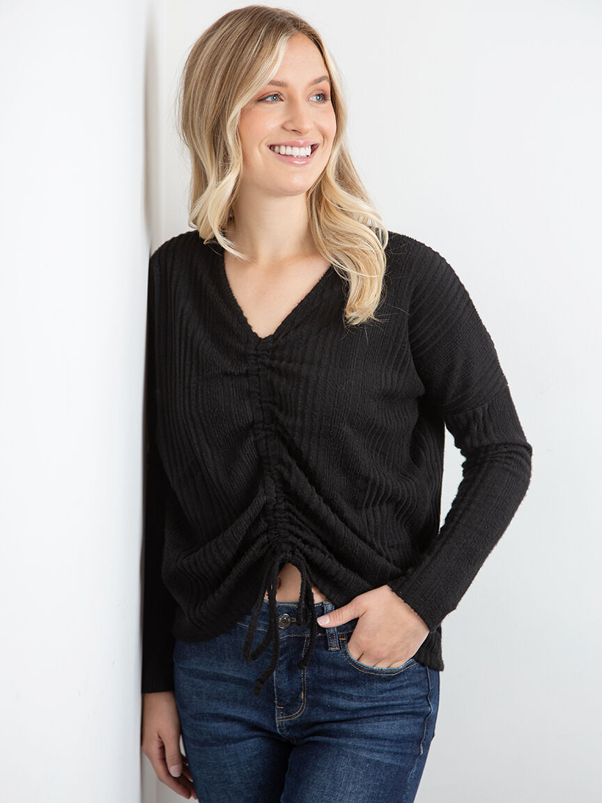 Women's Ruched Front Rib Top Warehouse One