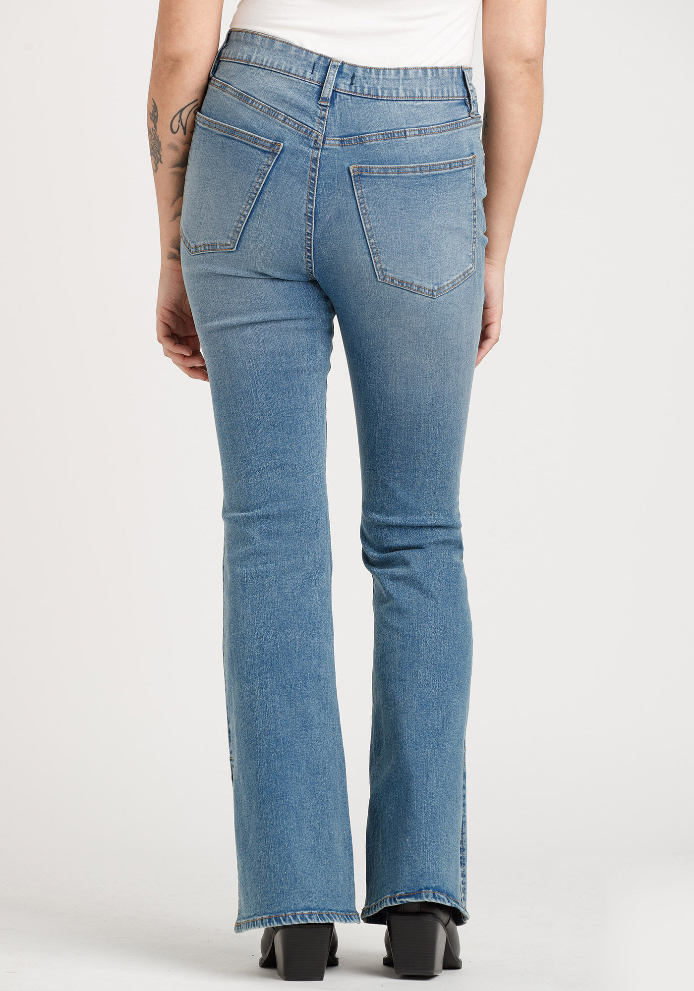 Women's High Rise Side Slit Flare Jeans Warehouse One Women's High Rise Side Slit Flare Jeans Warehouse One