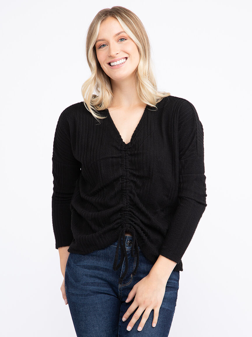 Women's Ruched Front Rib Top Warehouse One