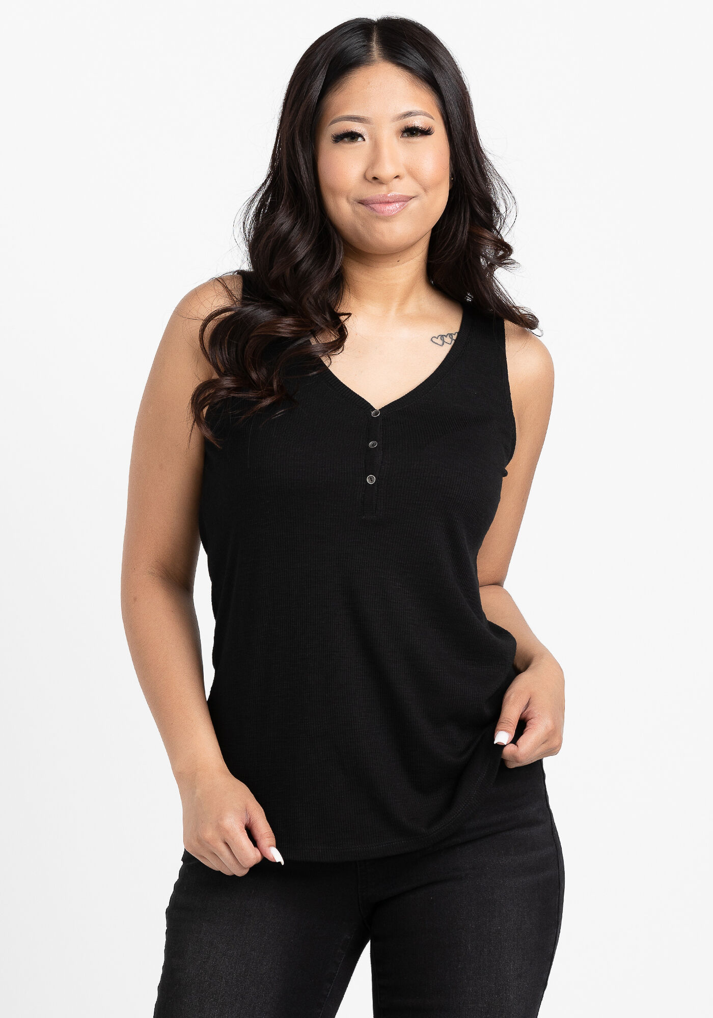 Women's Ribbed Henley Tank