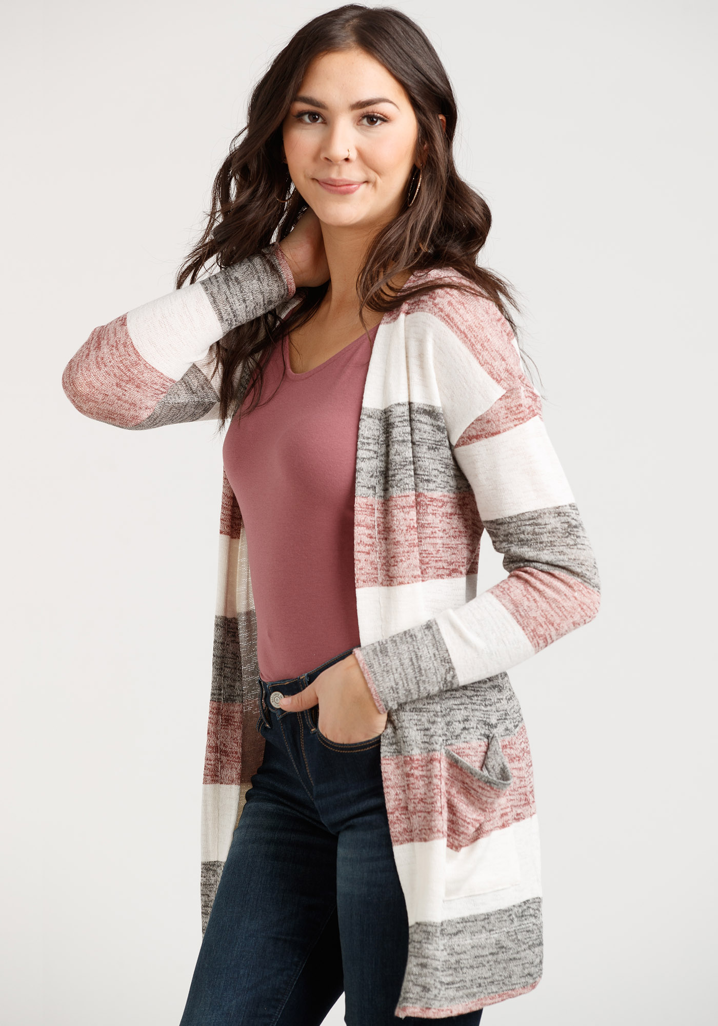 Women's Striped Cardigan Warehouse One