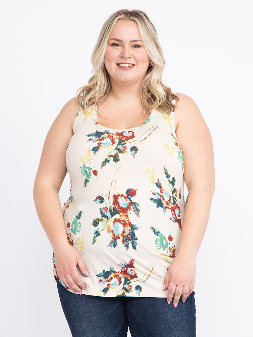 Women's Floral Side Ruched Tank Warehouse One