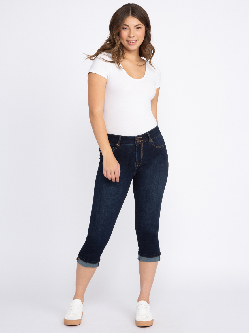 Women's 2 Button Cuffed Jean Capri Warehouse One