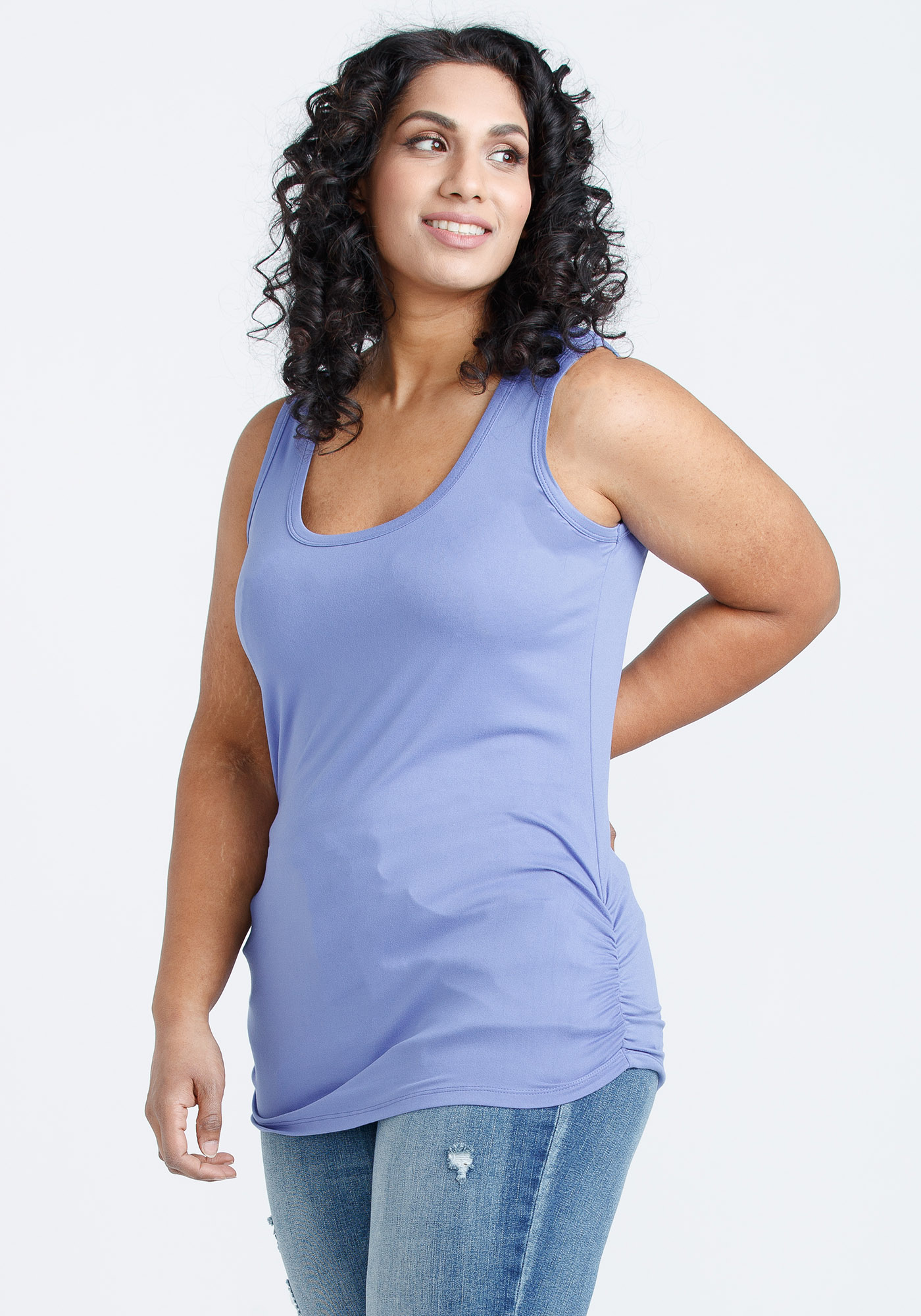 Women's Scoop Neck Side Ruched Tank Warehouse One