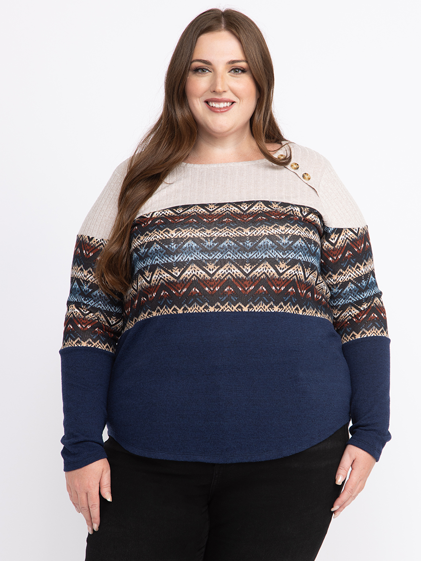 Women's Geo Colour Block Top Warehouse One