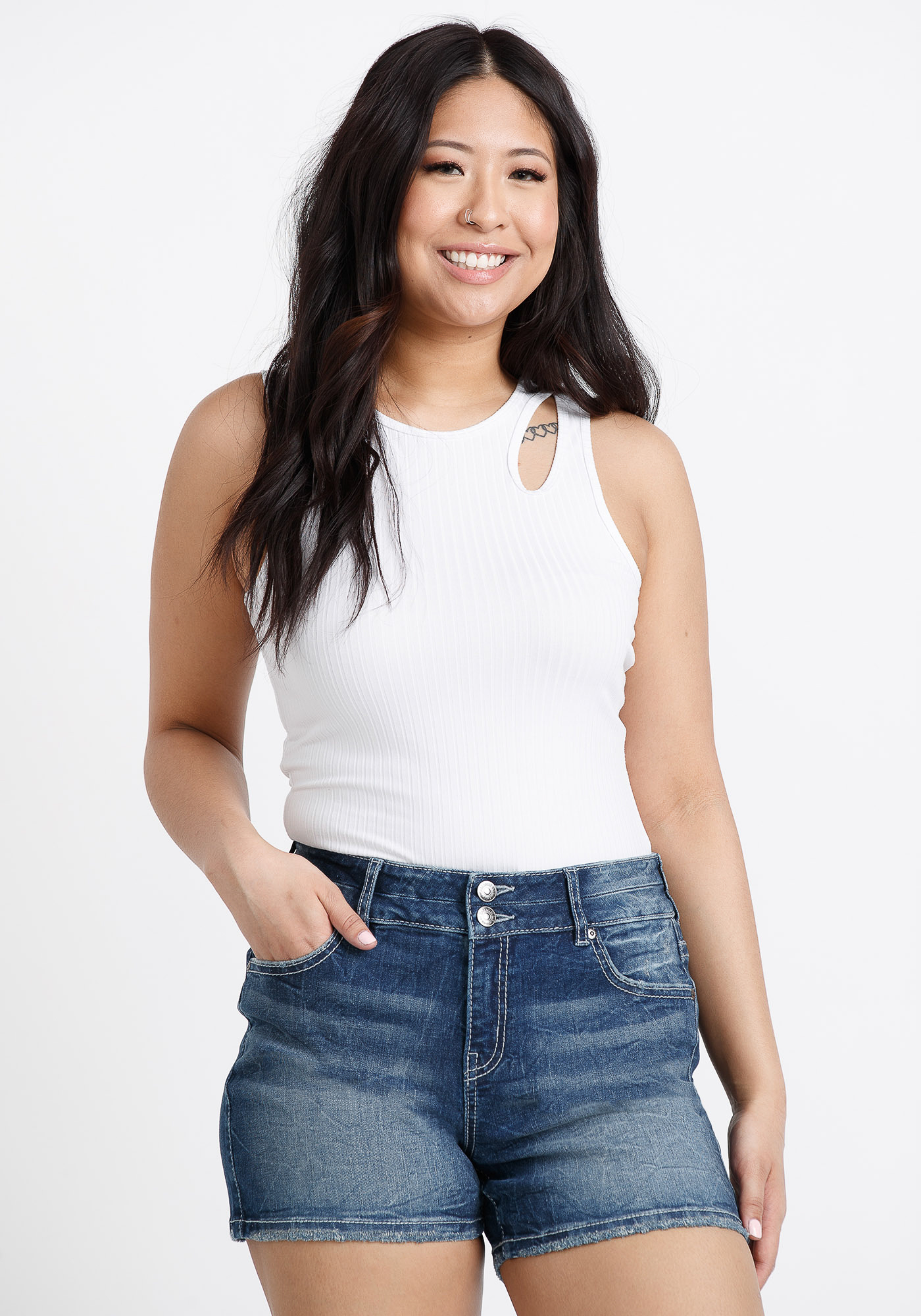 Women's High Neck Cut Out Tank