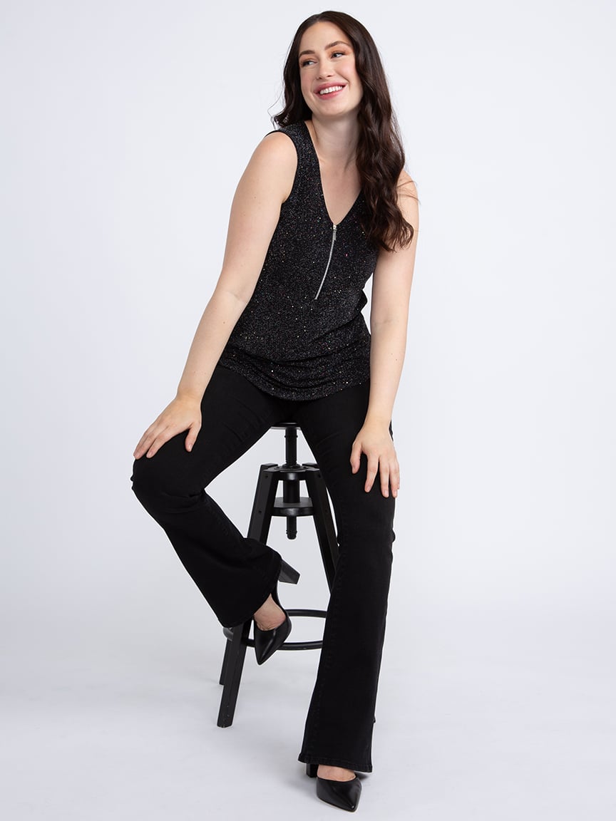 Women's Shimmer Zip Front Tank Warehouse One