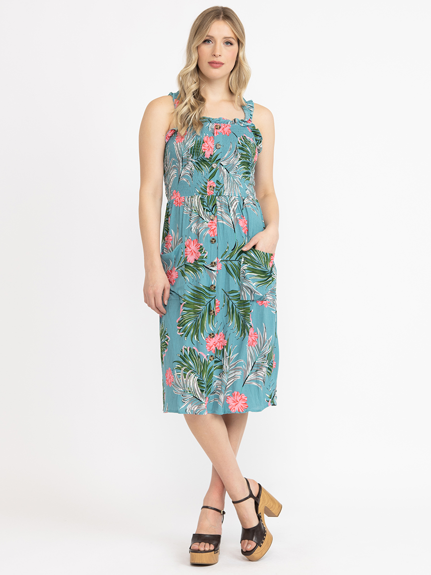 Women's Smocked Button Front Dress Warehouse One