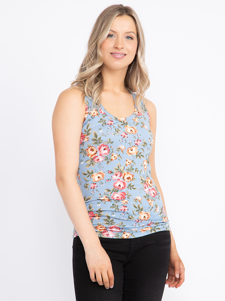 Women's Floral Side Ruched Tank Warehouse One