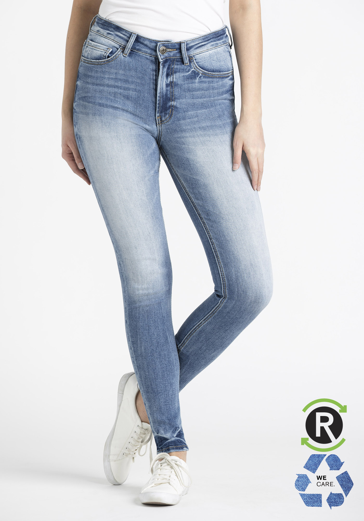 Women's Light Wash High Rise Skinny Jeans Warehouse One