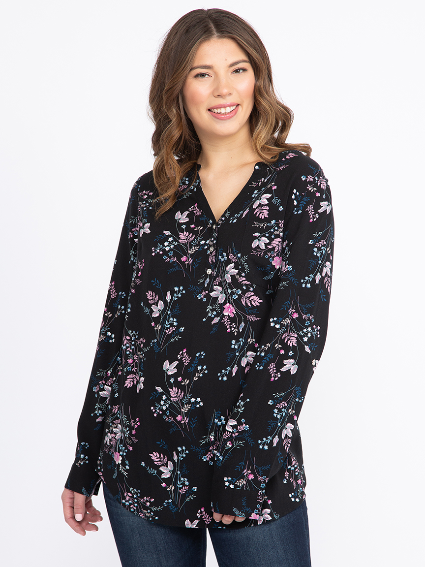 Women's Half Button Tunic Blouse Warehouse One