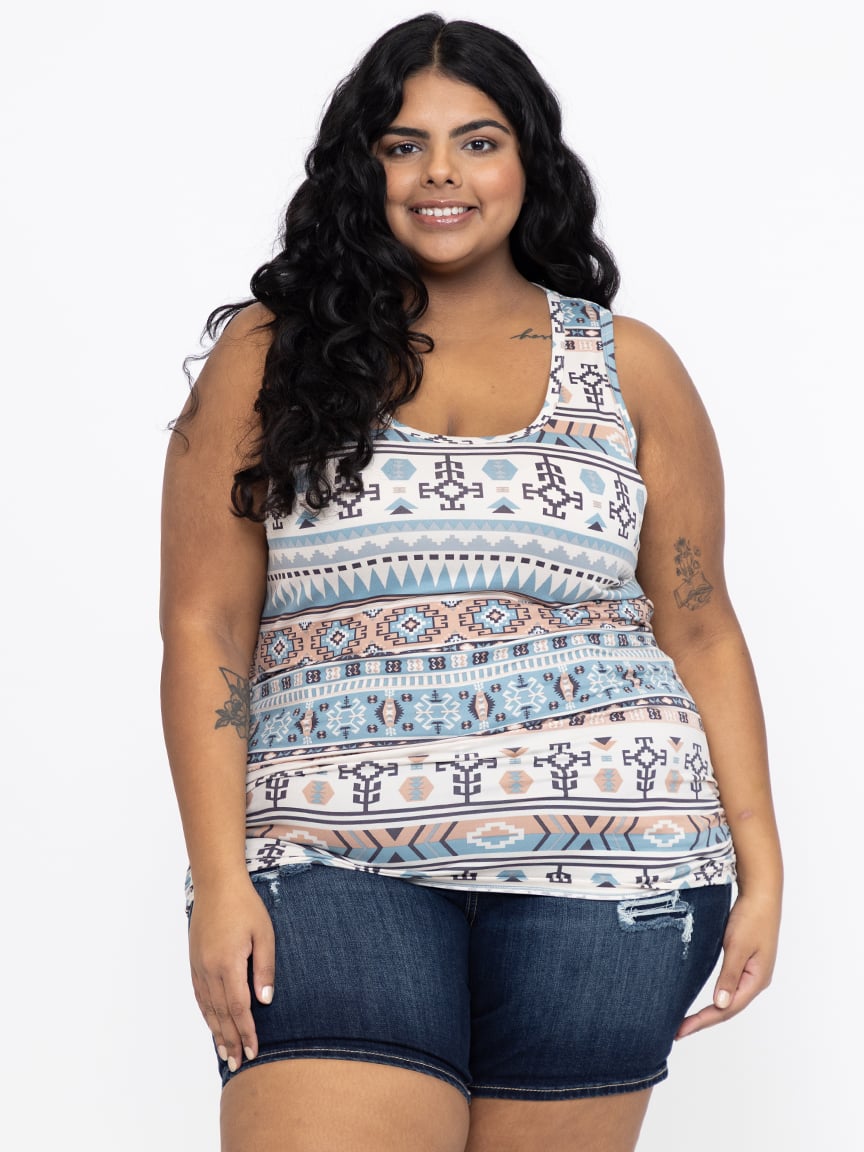 Women's Geometric Side Ruched Tank Warehouse One