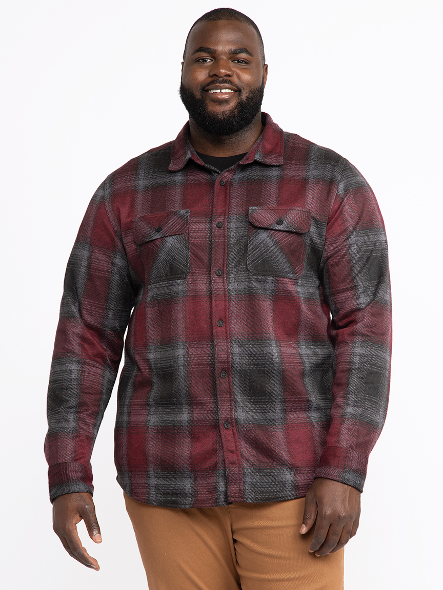 Men's Plaid Knit Flannel Shirt Warehouse One