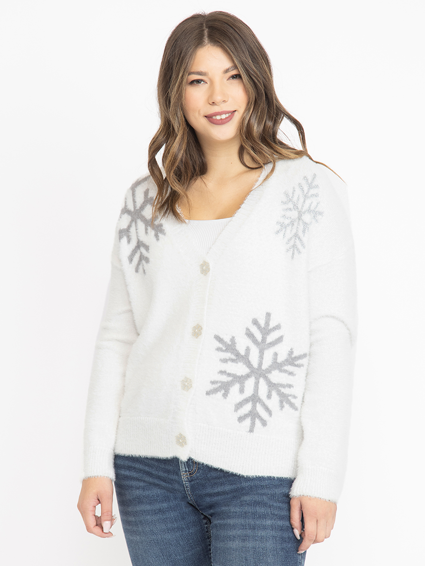 Women's Snowflake Button Front Cardigan Warehouse One