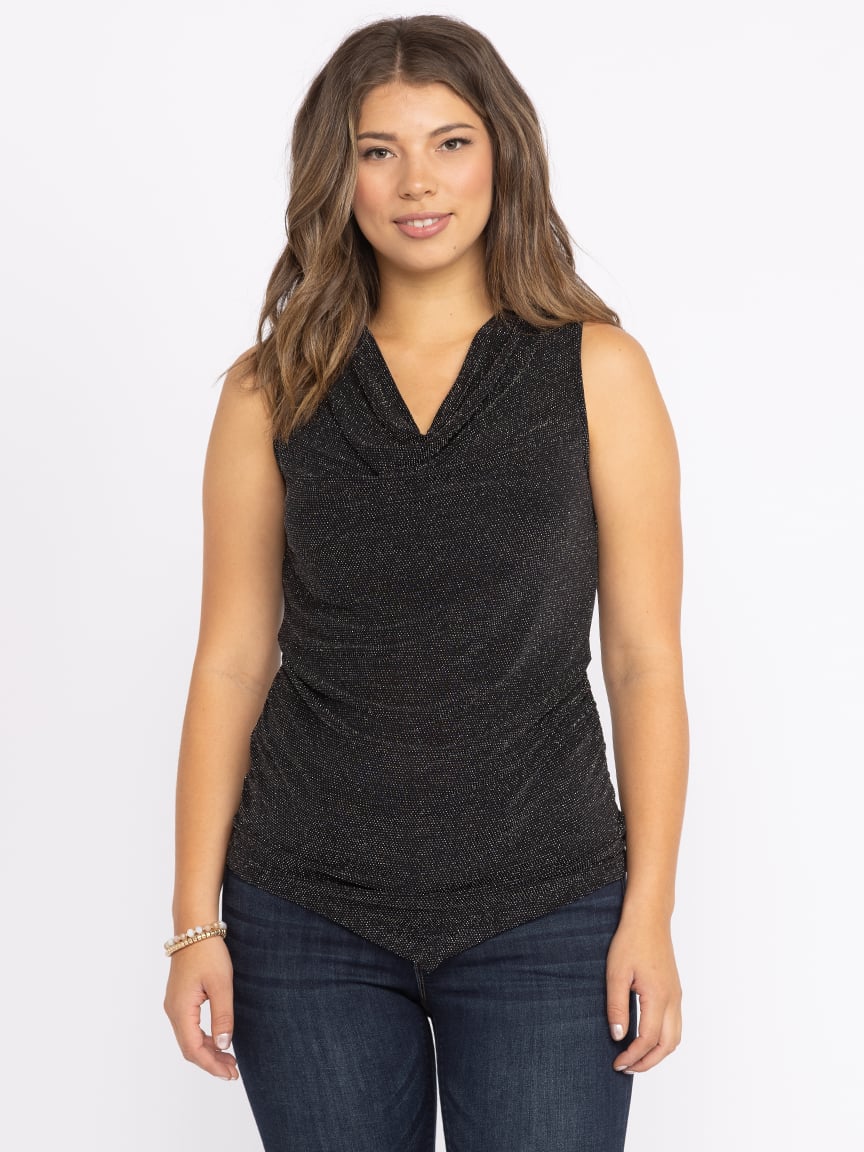Women's Shimmer Cowl Neck Tank Warehouse One