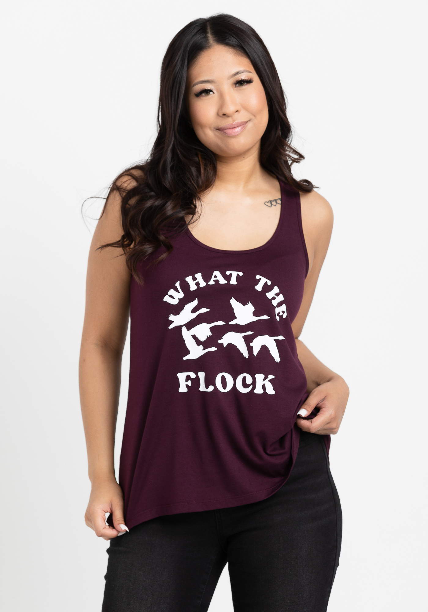 Women's What The Flock Racerback Tank Warehouse One
