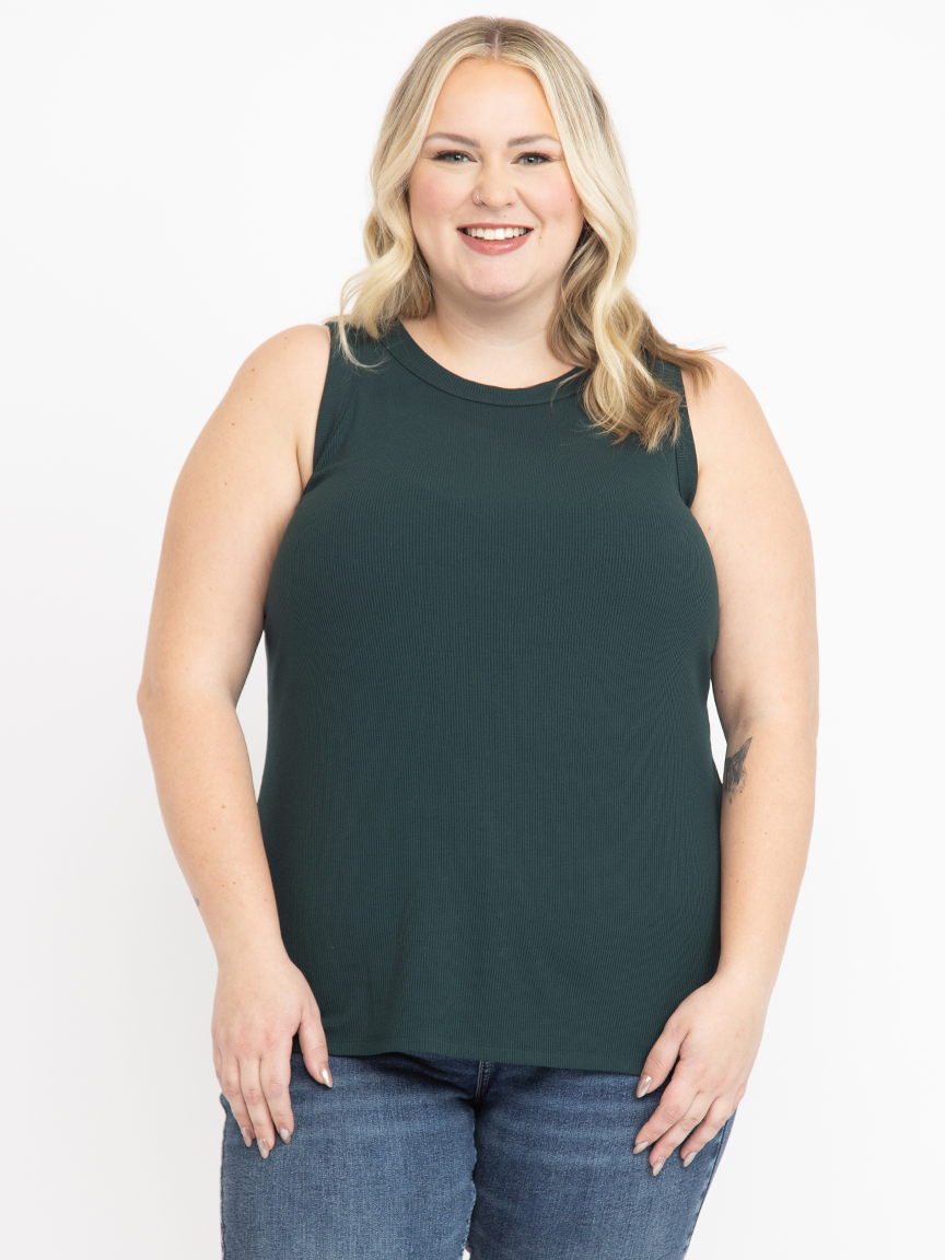 Women's Rib Crew Neck Tank Warehouse One