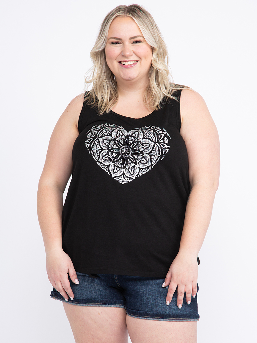 Women's Glitter Heart Scoop Neck Tank Warehouse One
