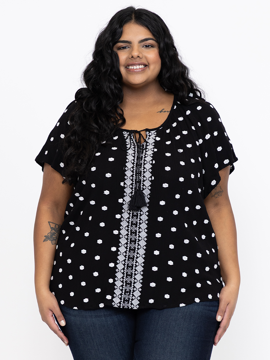 Women's Embroidered Keyhole Top Warehouse One
