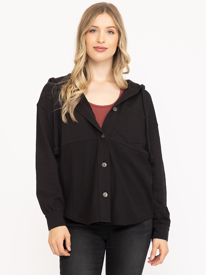 Women's Button Front Hooded Shirt Warehouse One