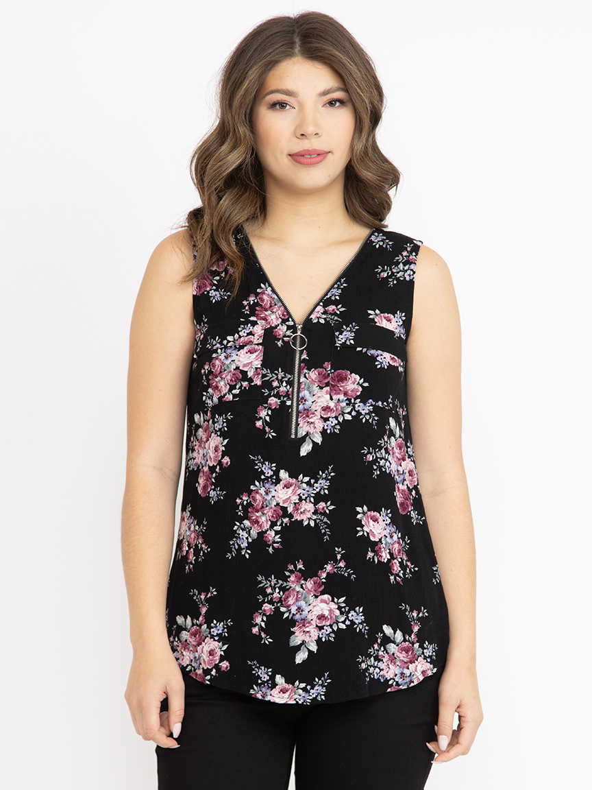 Women's Floral Half Zip Tank Warehouse One