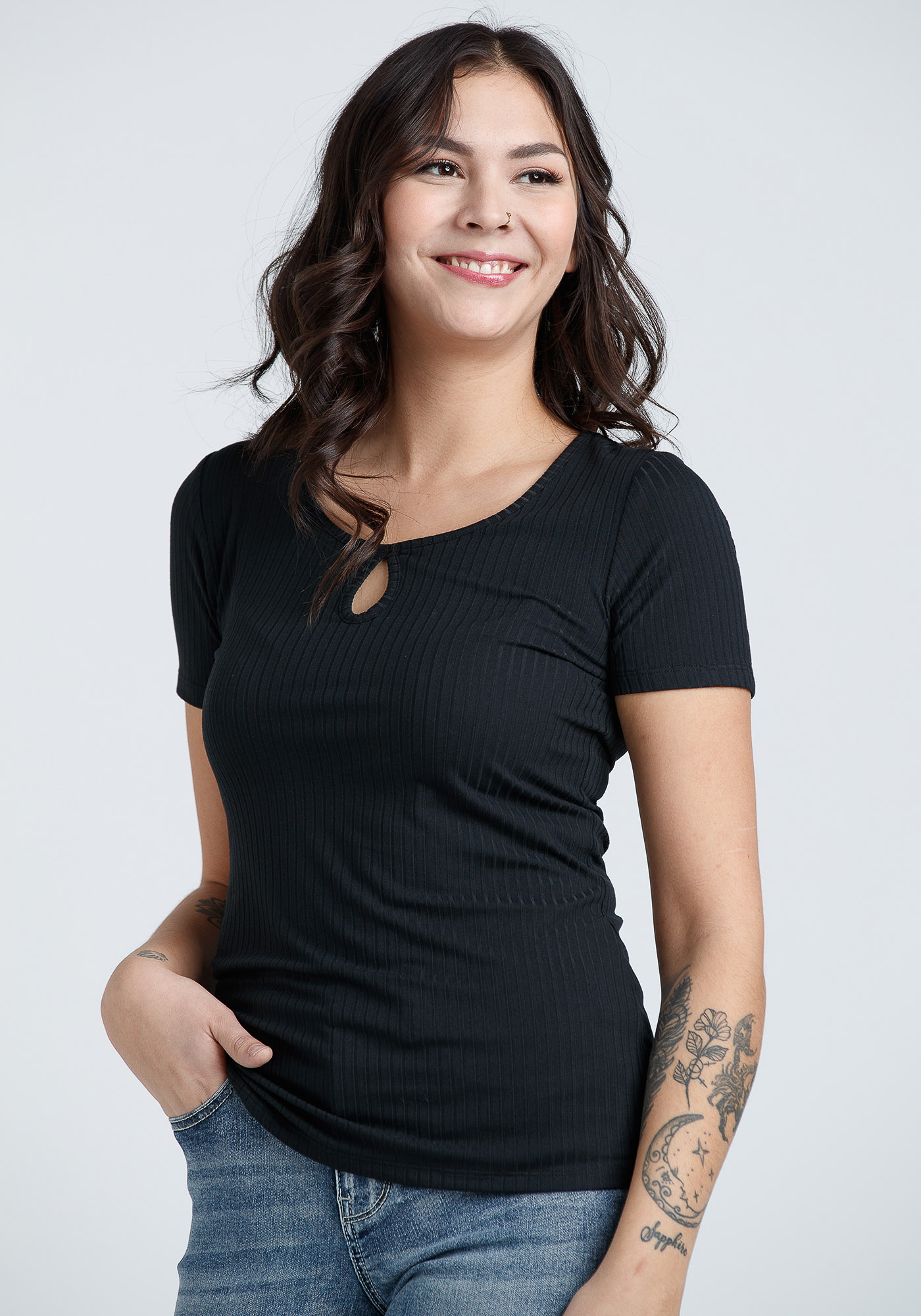 Women's Ribbed Keyhole Tee Warehouse One