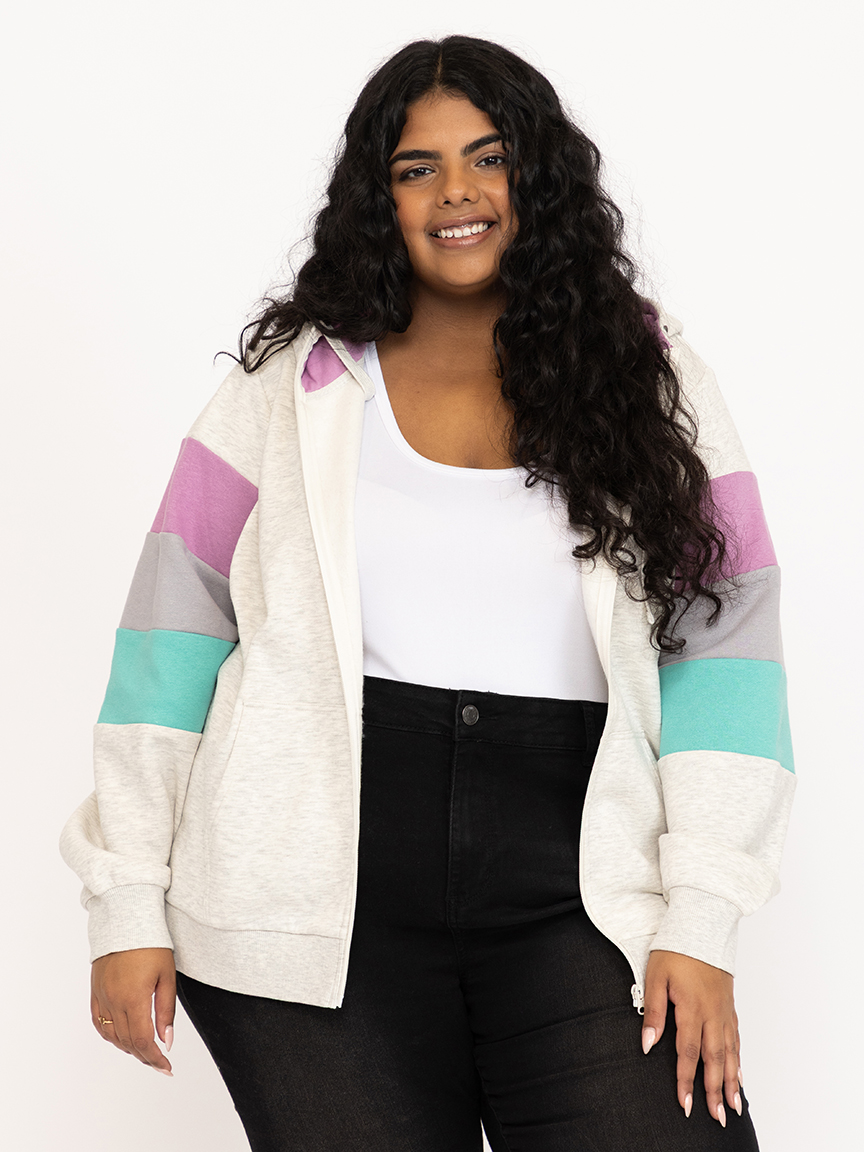 Women's Colour Block Zip Hoodie Warehouse One