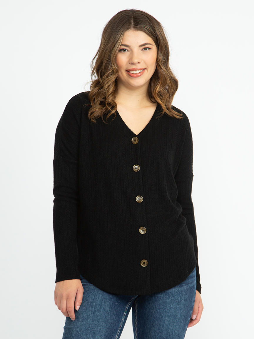 Women's Cable Button Front Top Warehouse One